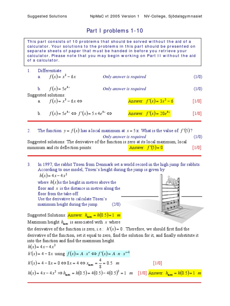 Part I Problems 1-10: 1. Differentiate A. B | Download Free PDF ...