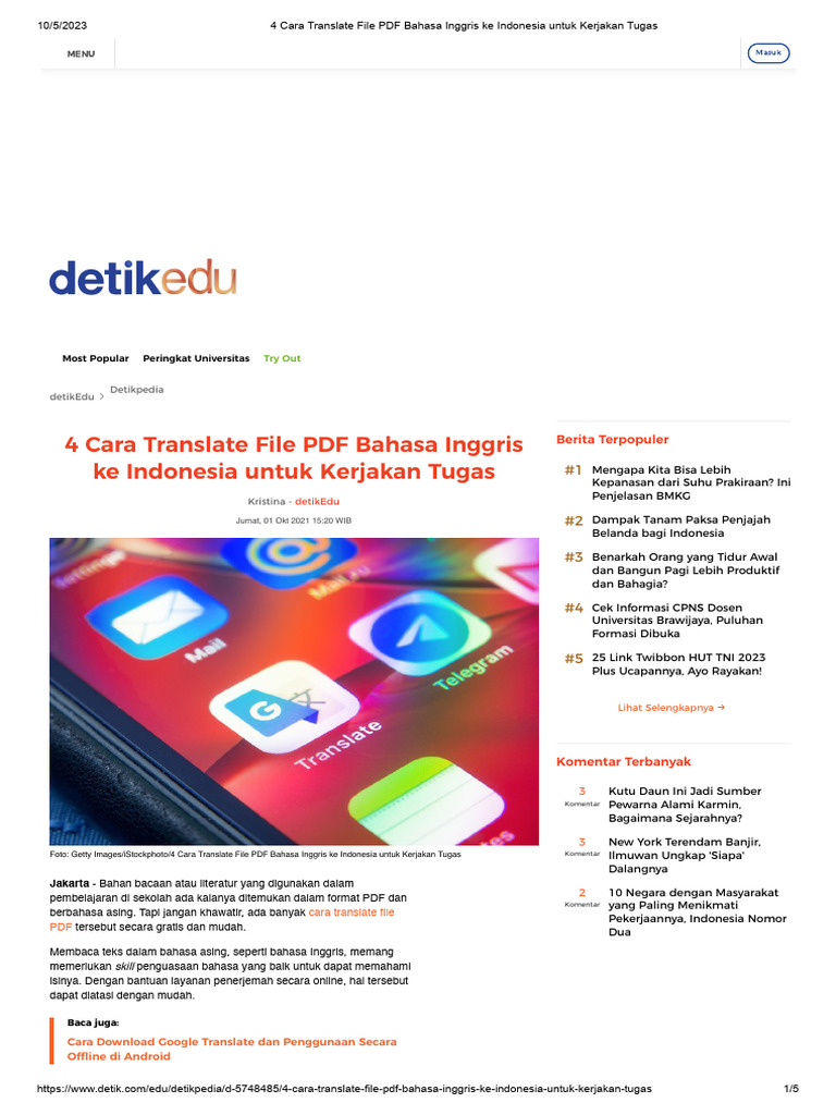 4 Cara Translate File PDF Bahasa Inggris Ke Indonesia Untuk Kerjakan ...