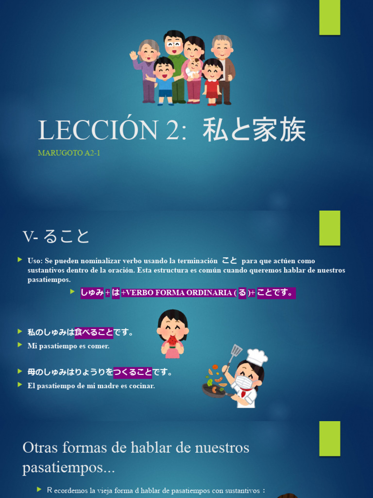 Lección 2 GRAMÁTICA Marugoto A2-1 | PDF