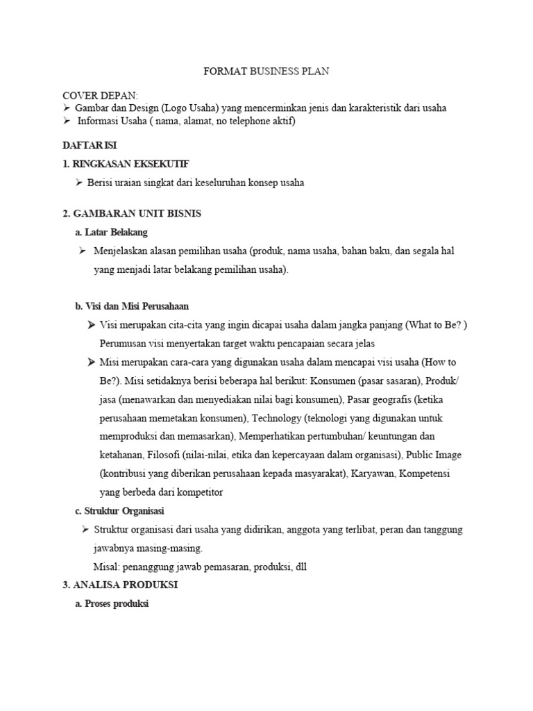 Format Business Plan | PDF