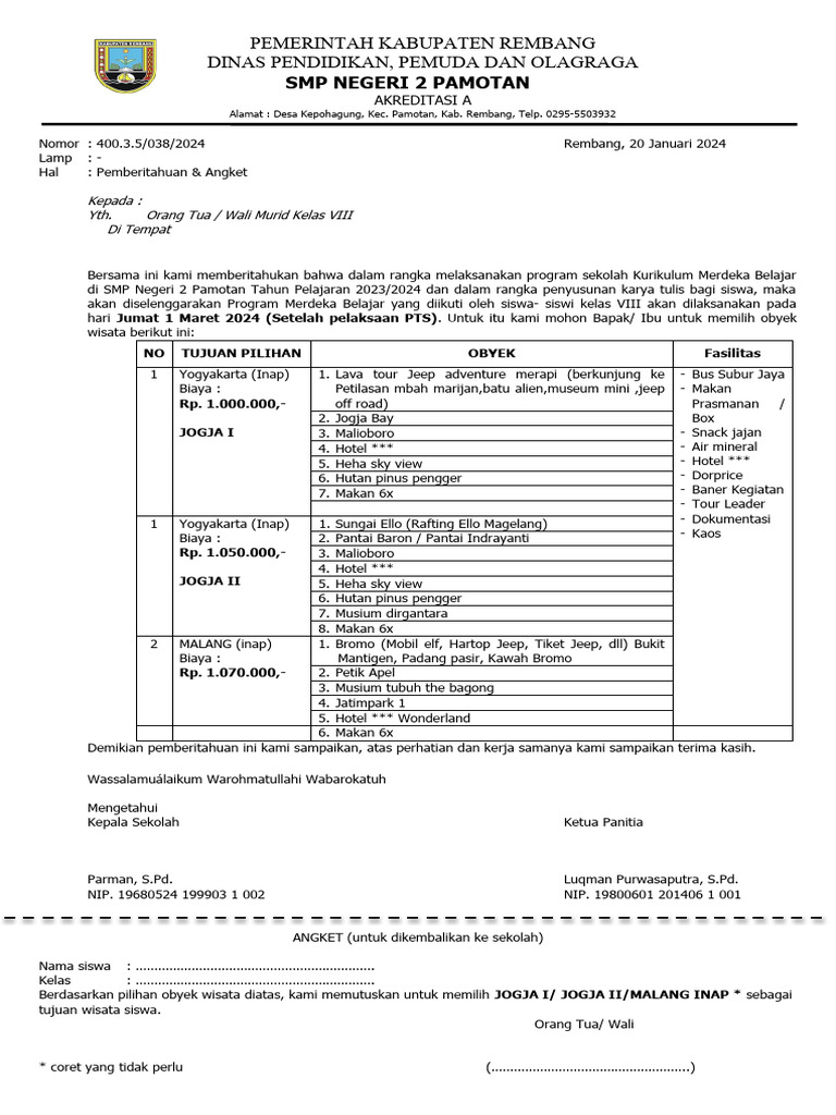 Angket Study Tour | PDF