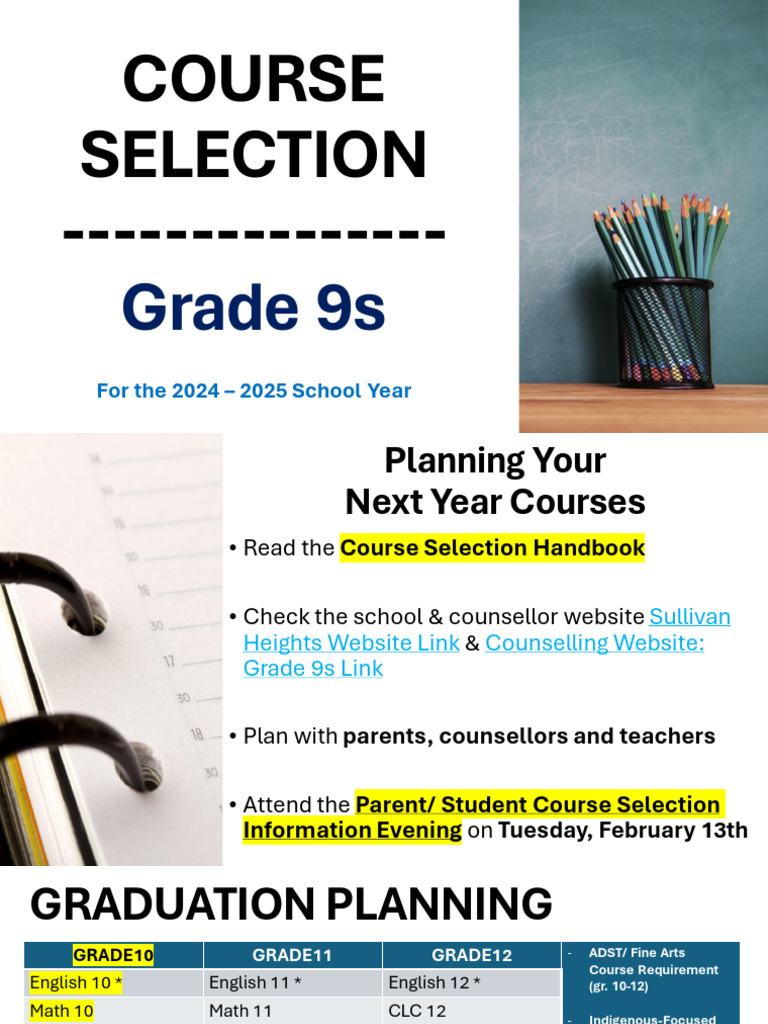 Grade 9 Course Selection Guide 2024-2025 | PDF