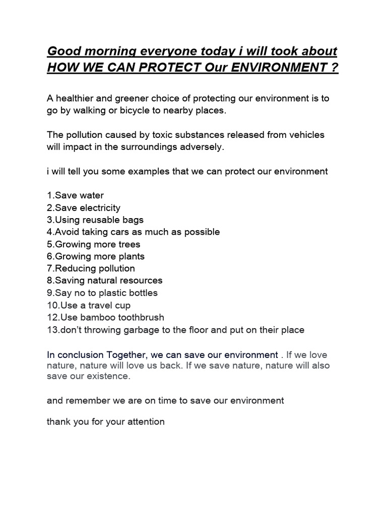 10 Ways to Protect Our Environment | PDF