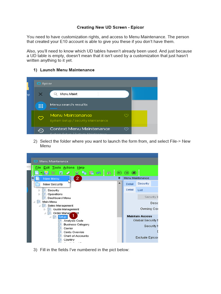 Epicor UD Screen Creation Guide | PDF