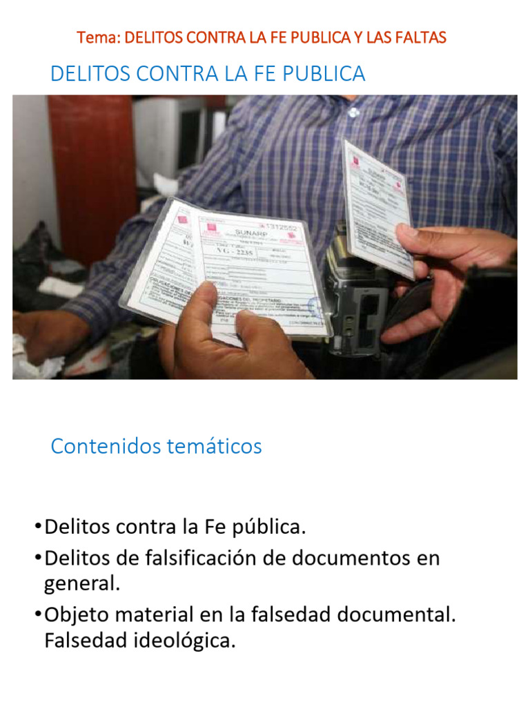 12 Semana - Delitos Contra La Fe Pública y Las Faltas | PDF | Verdad | Castigos