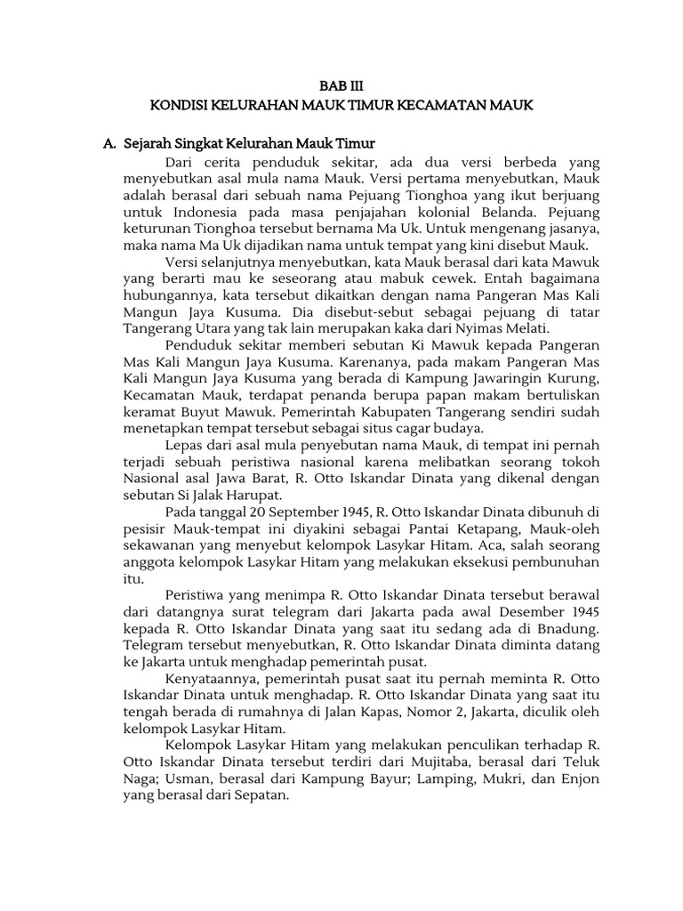 Sejarah dan Kondisi Mauk Timur | PDF
