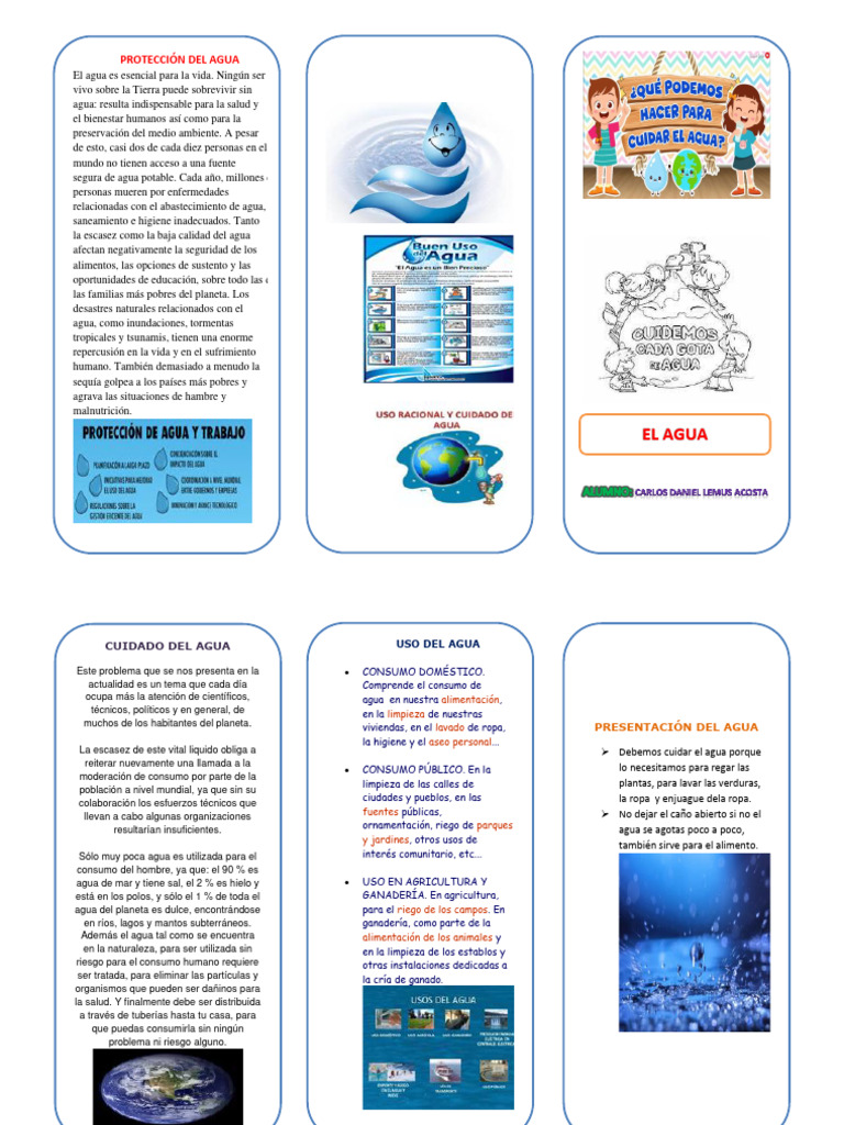 Triptico Del Cuidado Del Agua 2 | PDF | Agua | Riego