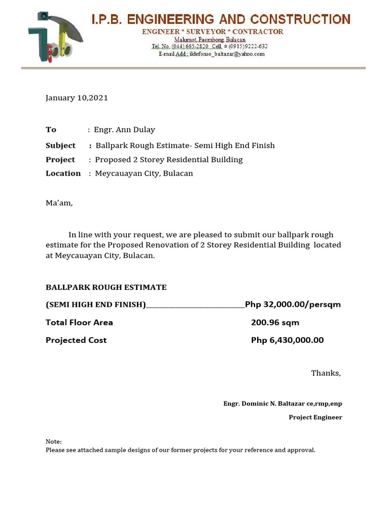 Ballpark Estimate Dulay Residences | PDF | Window | Tile Ballpark Estimate Dulay Residences | PDF | Window | Tile