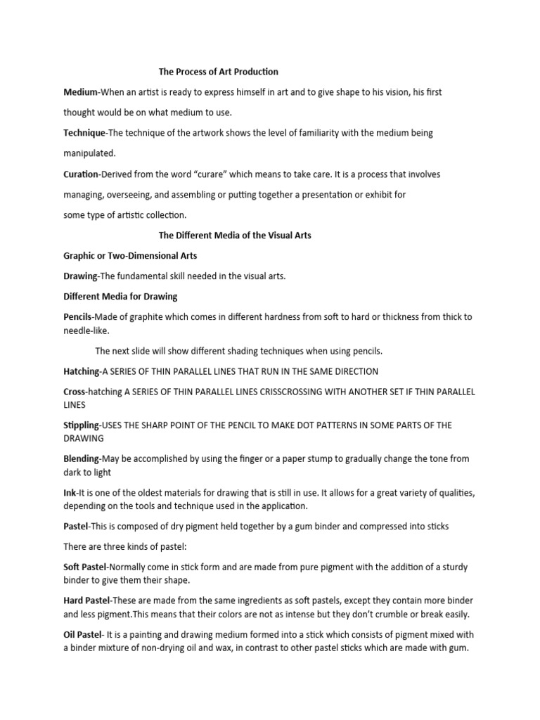 The Process of Art Production | PDF | Pastel | Dances