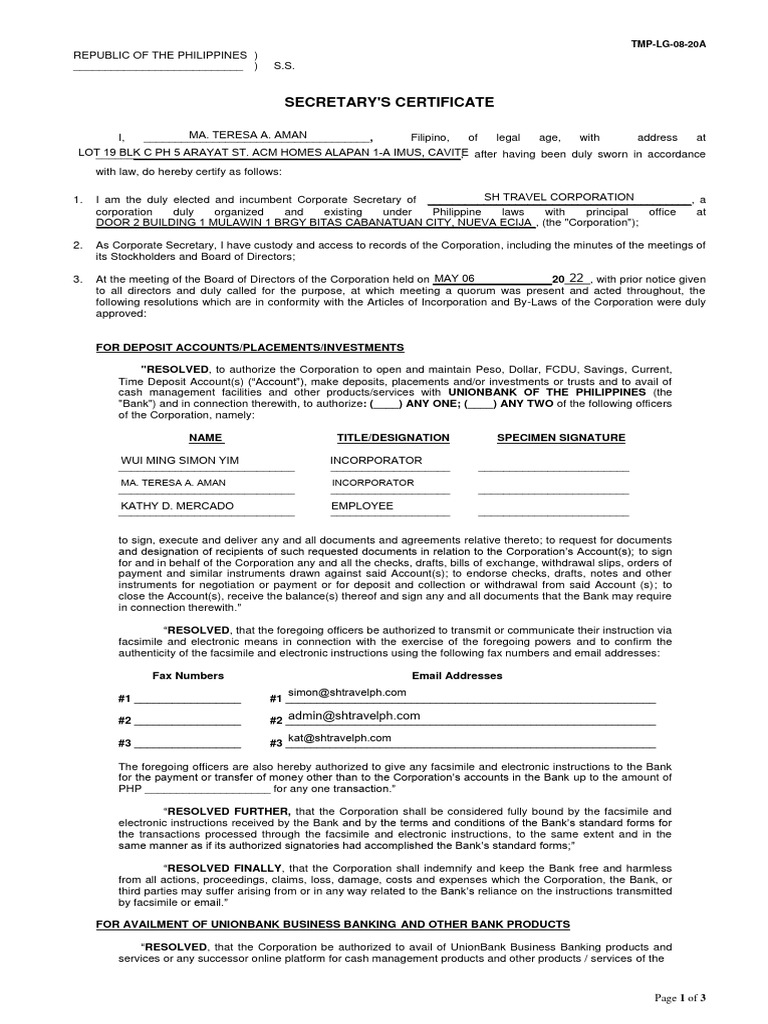 New Sec Cert Format | Download Free PDF | Banks | Fax