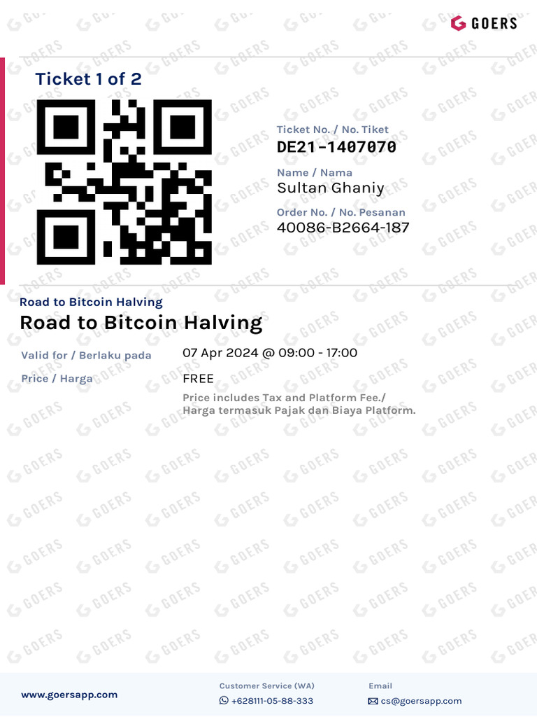 (Event Ticket) Road To Bitcoin Halving - Road To Bitcoin Halving - 1 ...