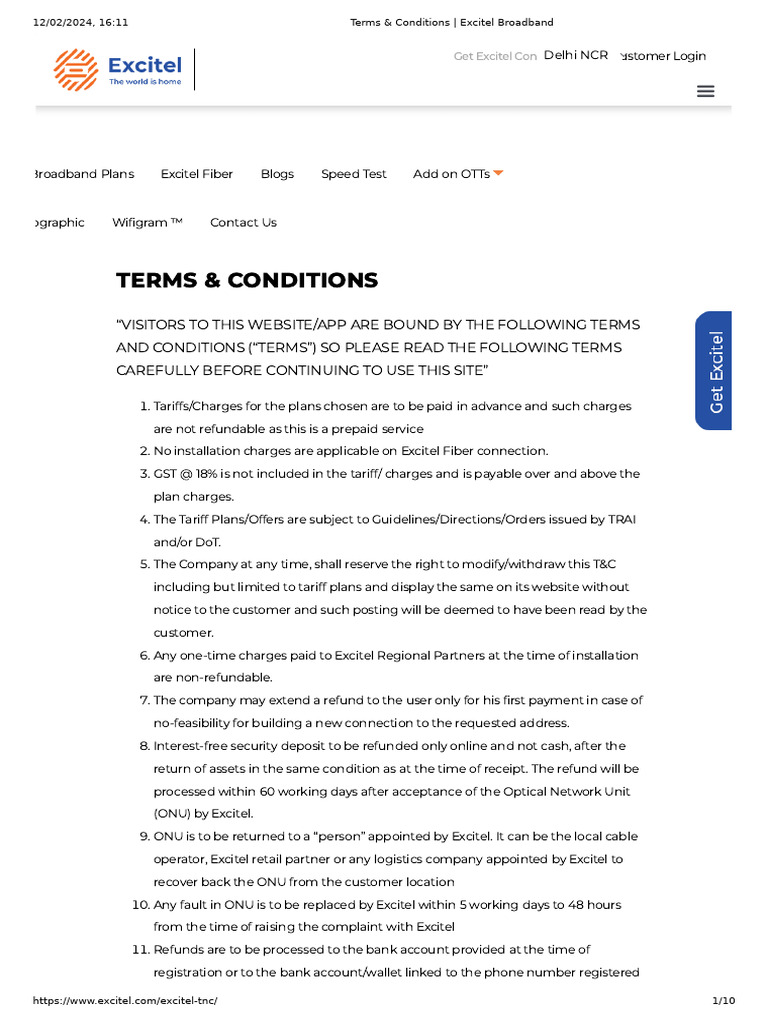 Terms & Conditions - Excitel Broadband | PDF | Trademark | Subscription ...