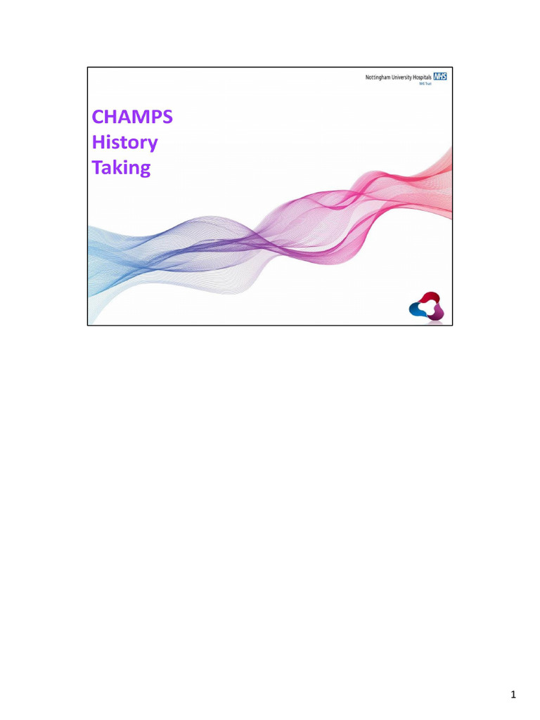 CHAMPS History Taking | PDF | Pain | Medical Diagnosis