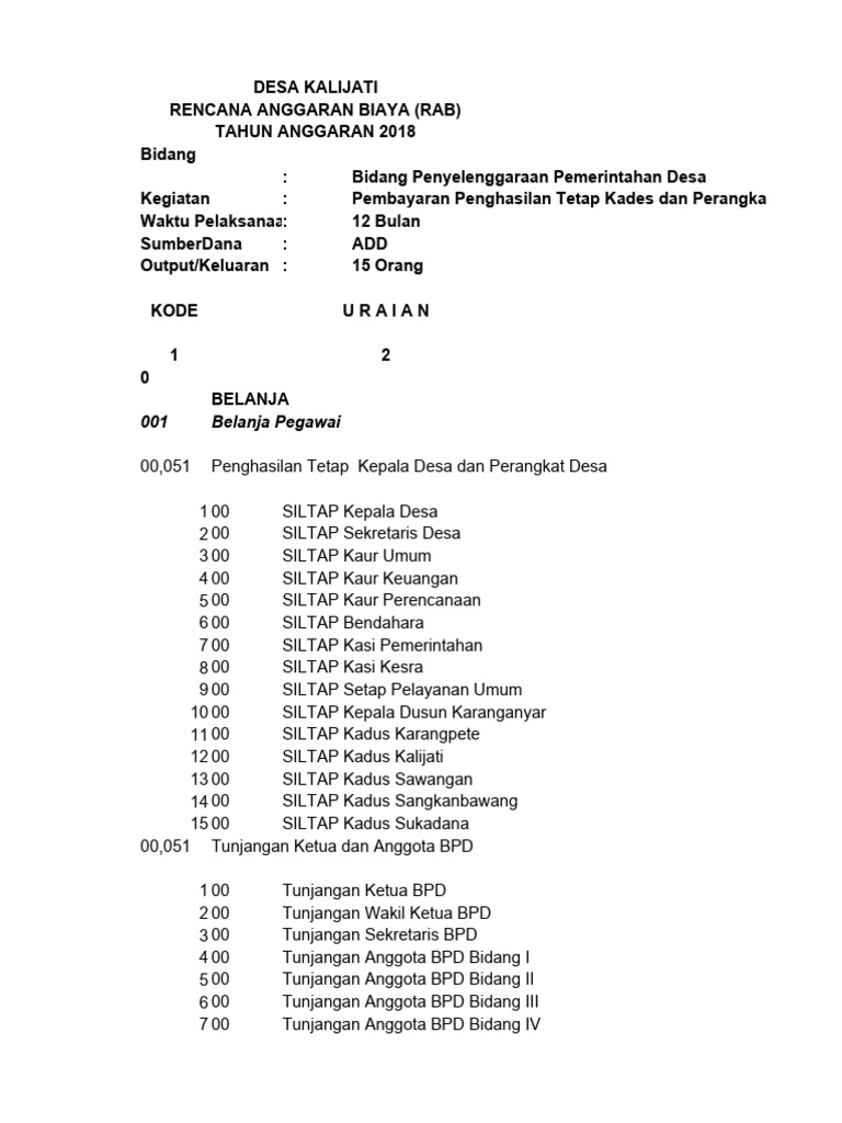 Rancangan RKPDES 2021 | PDF