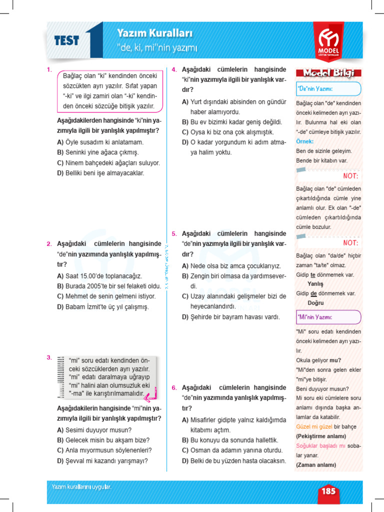 De, Ki, Mi'nin Yazımı | PDF