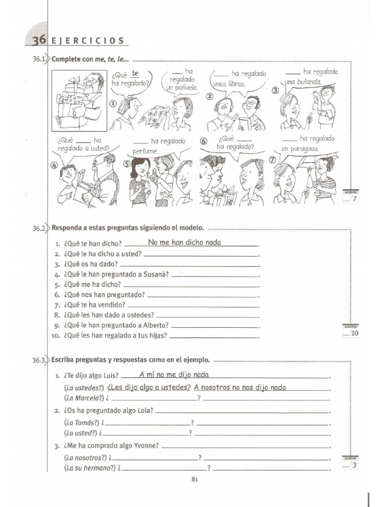 Ejercicios para Practicar Indirectos | PDF