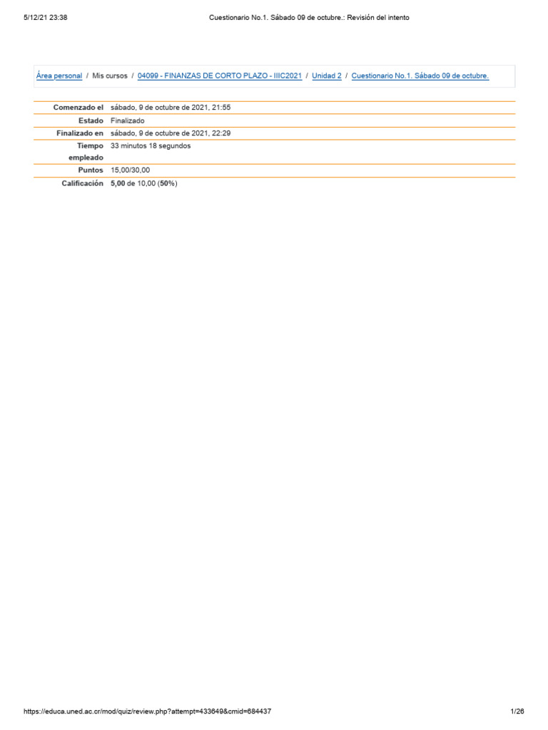 Examenes de Practica Finanzas A Corto Plazo | PDF | Estado de resultados | Hoja de balance