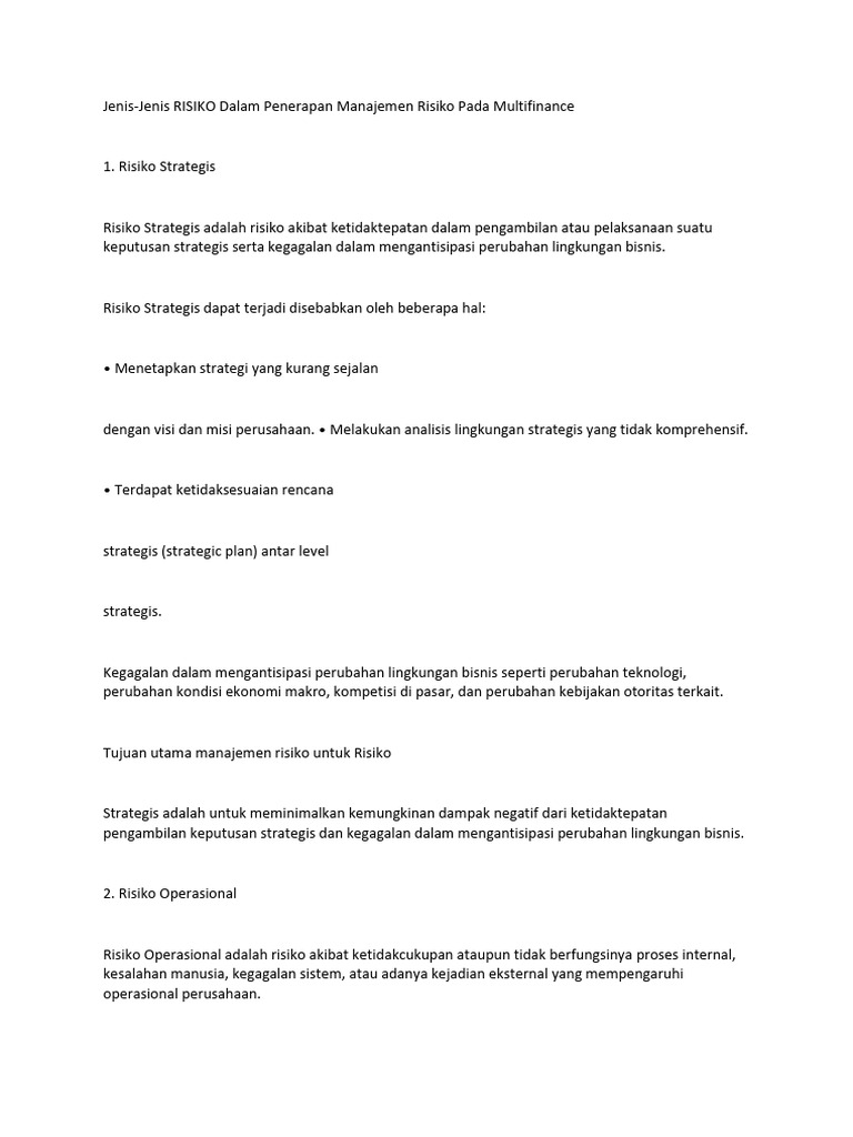 Jenis Jenis Risiko | PDF