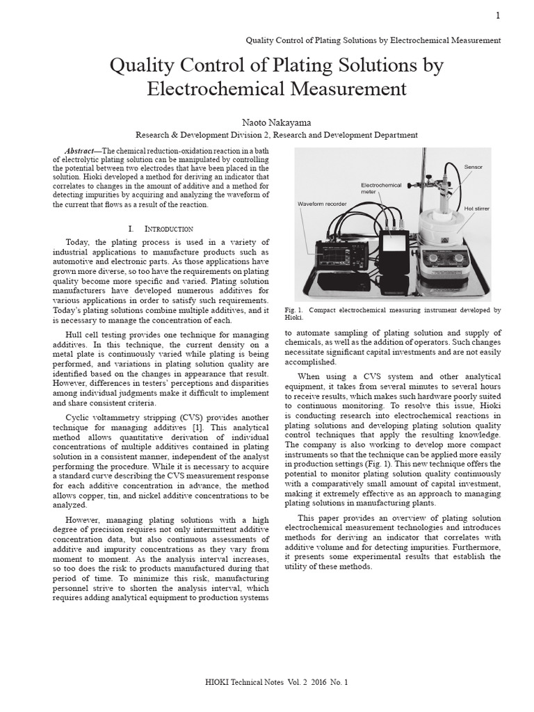 Plating Solutions en | PDF | Redox | Electrochemistry