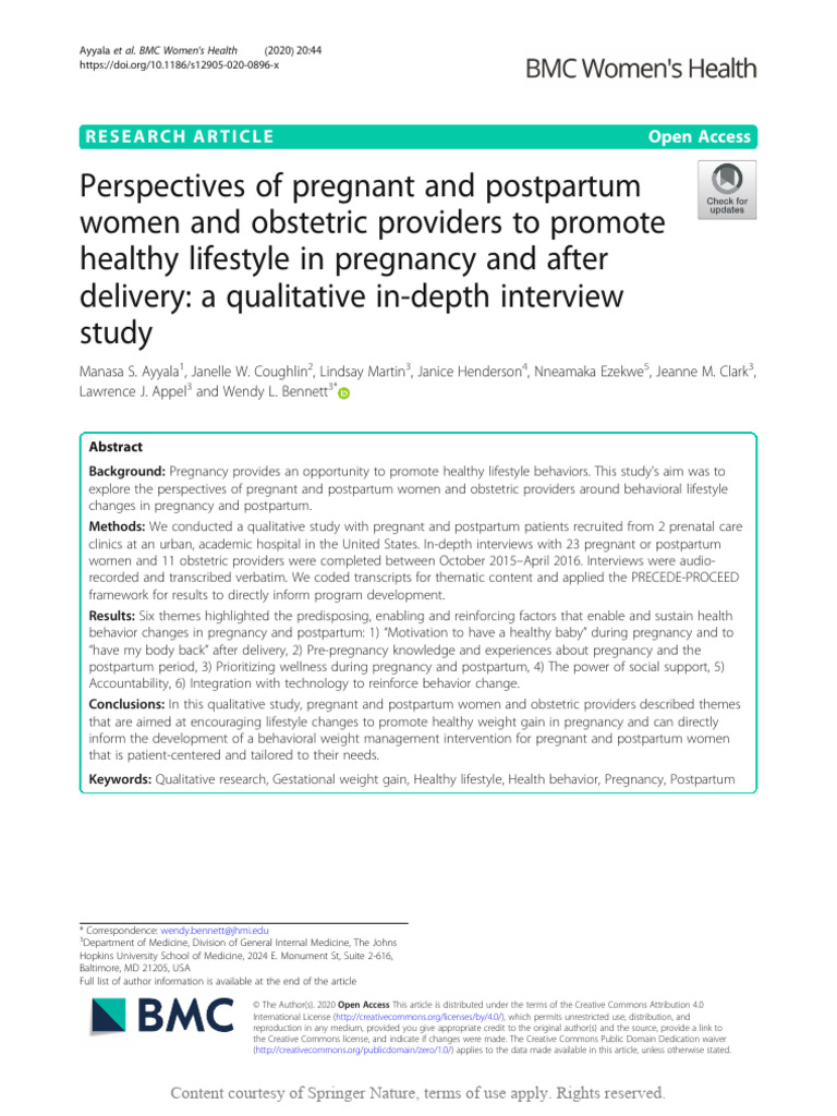 Perspectives of Pregnant and Postpartum Women and | PDF | Pregnancy ...