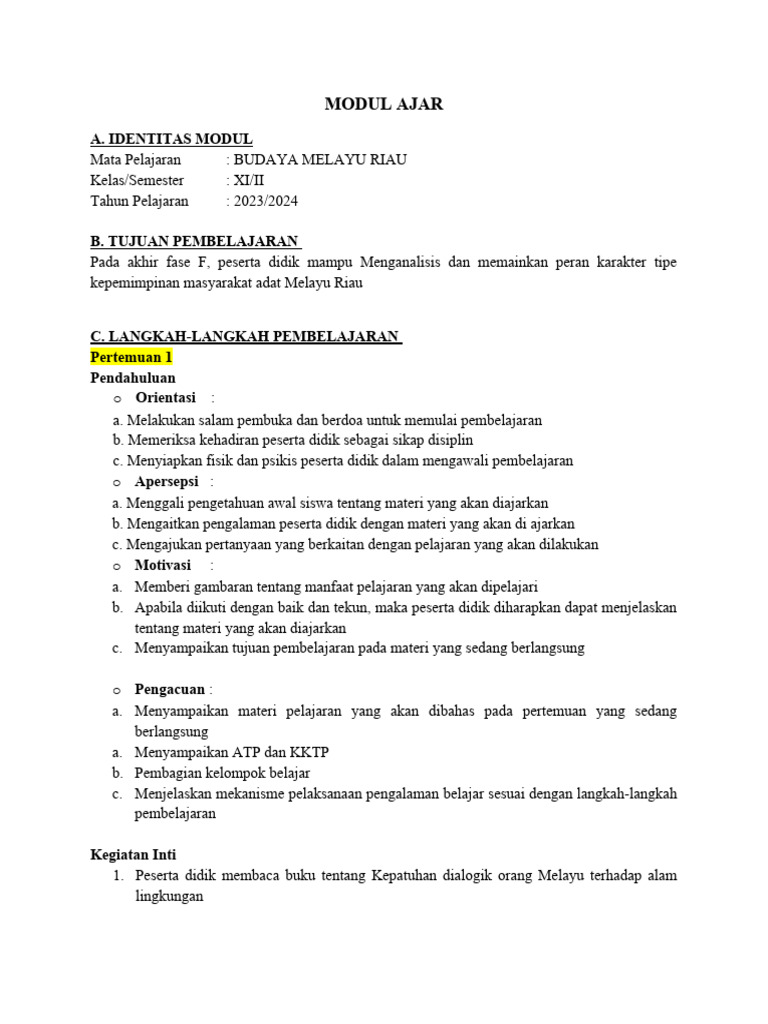 Modul Ajar Akemr.11.1 (Bmr Kelas 11) Bab 10 Genap | PDF