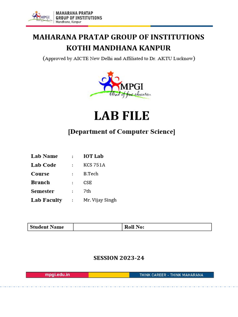 Lab File: Maharana Pratap Group of Institutions Kothi Mandhana Kanpur | PDF