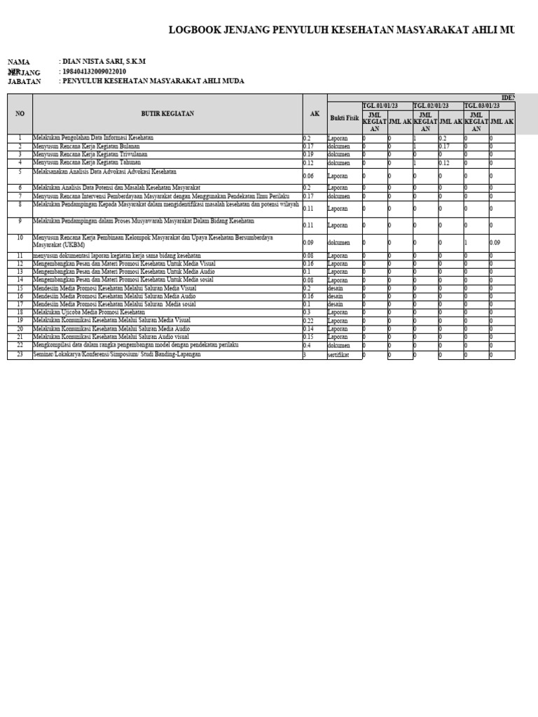 Logbook s1 2023 | PDF