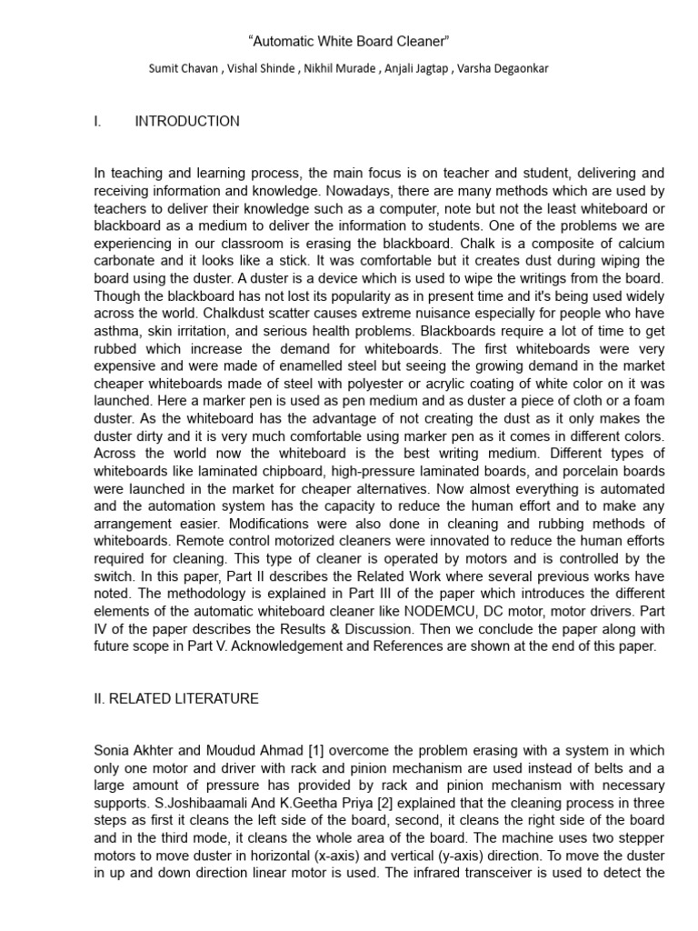 Automatic White Board Cleaner ARTICLE 1 DUERR | PDF | Electric Motor ...