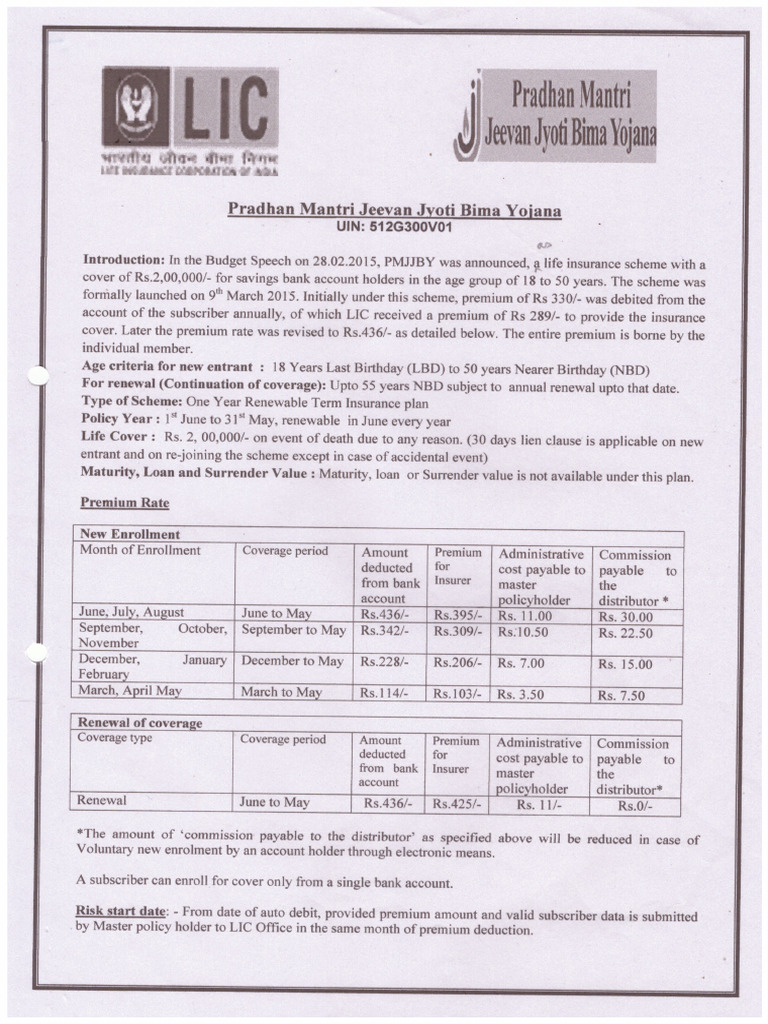 PMJJBY Scheme Details | PDF