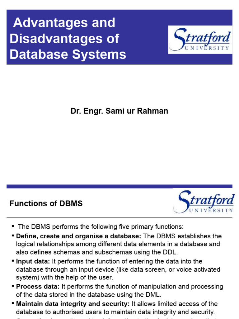 2 - Advantages and Disadvantages of Database System | Download Free PDF | Databases ...