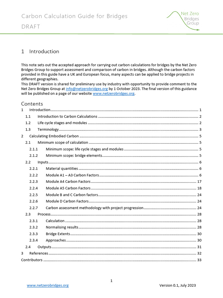 Carbon+Calculation+Guide+for+Bridges DRAFT v0.1 | PDF | Concrete | Cement
