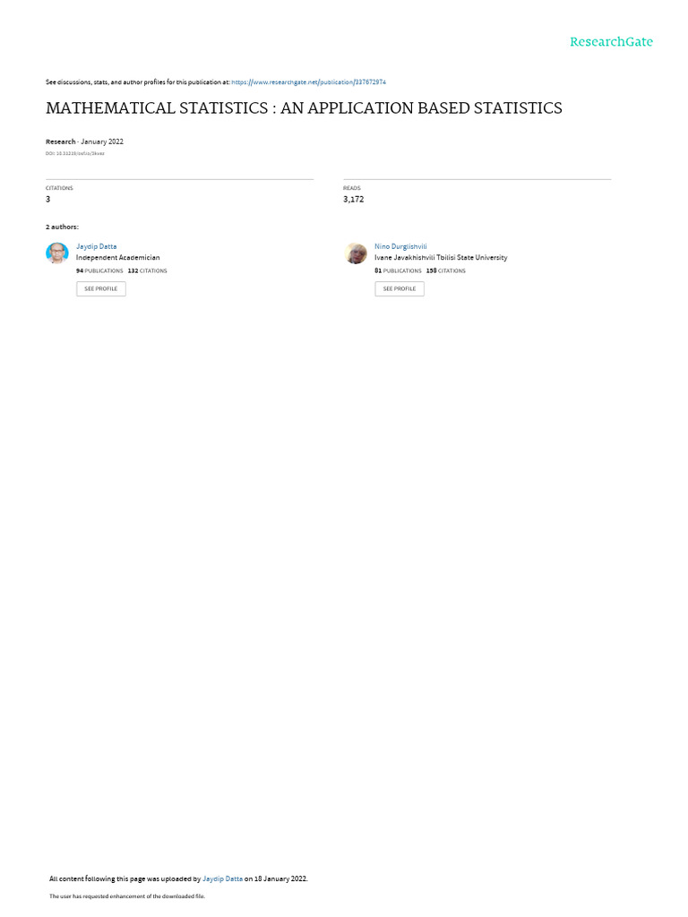 MathematicalStatisticsUpdated Jan2022 Converted1 | PDF | Statistics | Regression Analysis