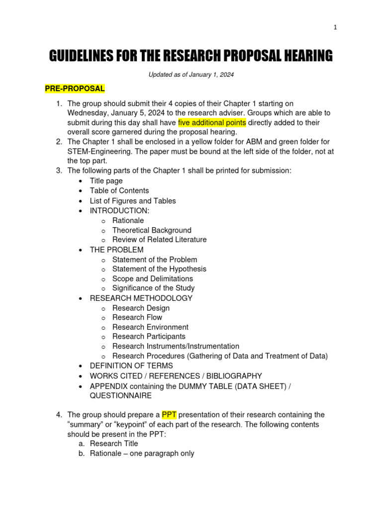 2024 Guidelines For The Research Proposal Hearing | Download Free PDF | Statistics | Theory