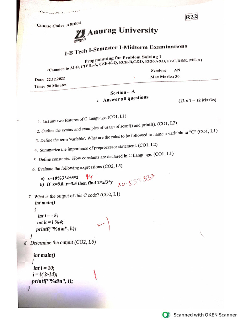 Pps-1 Mid-1 Papers | PDF