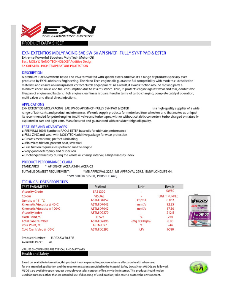 Datasheet PDF | PDF | Motor Oil | Mechanical Engineering