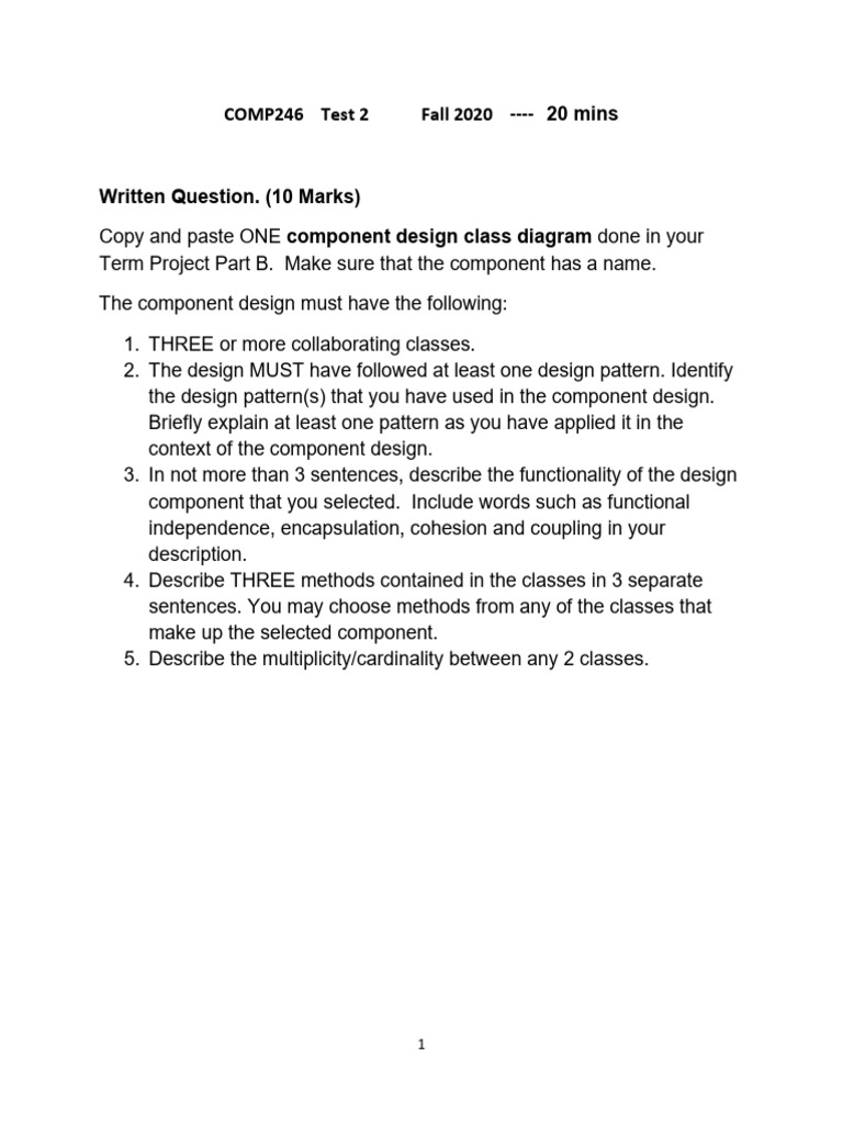 COMP246 Test 2 Fall 2020 - Written Part | PDF | User (Computing ...