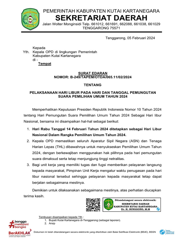 Surat Edaran Sekda Tentang Pemilu 2024 - Sign - Signed - Signed ... Surat Edaran Sekda Tentang Pemilu 2024 - Sign - Signed - Signed ...