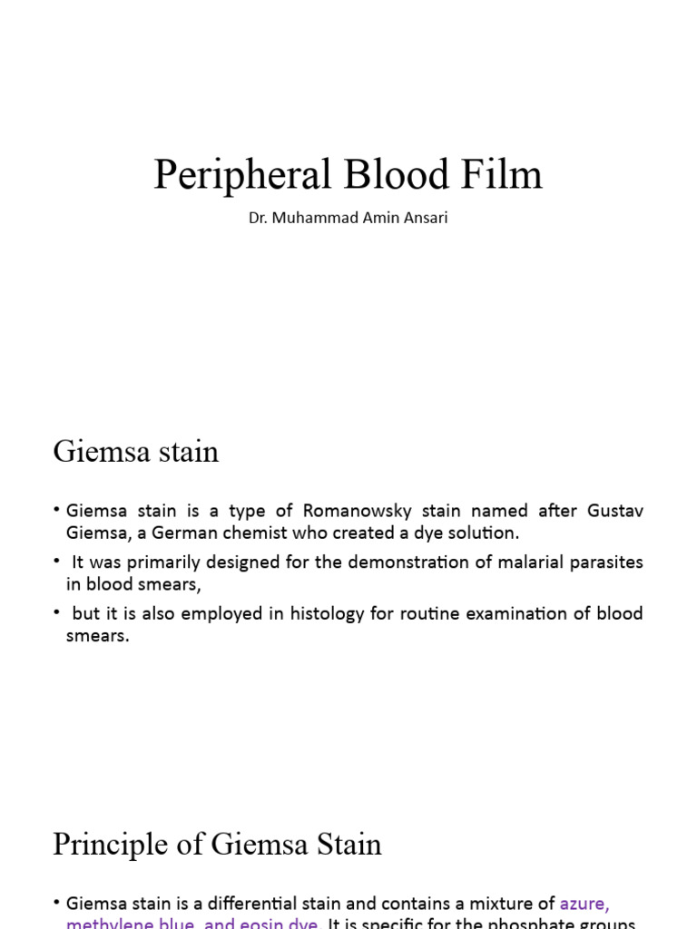 Peripheral Blood Film and GS | PDF