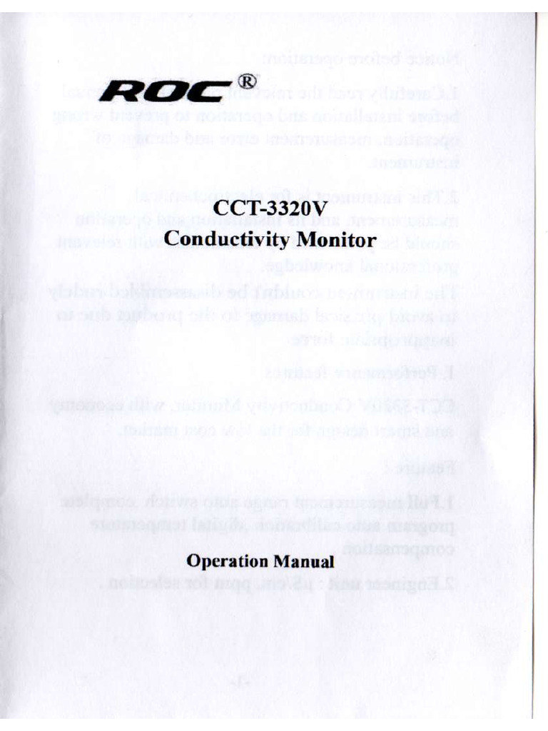 CCT - 3320 V Conductivity Monitor | PDF