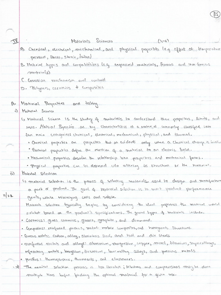 FE Notebook Material Sciences Chapter | PDF