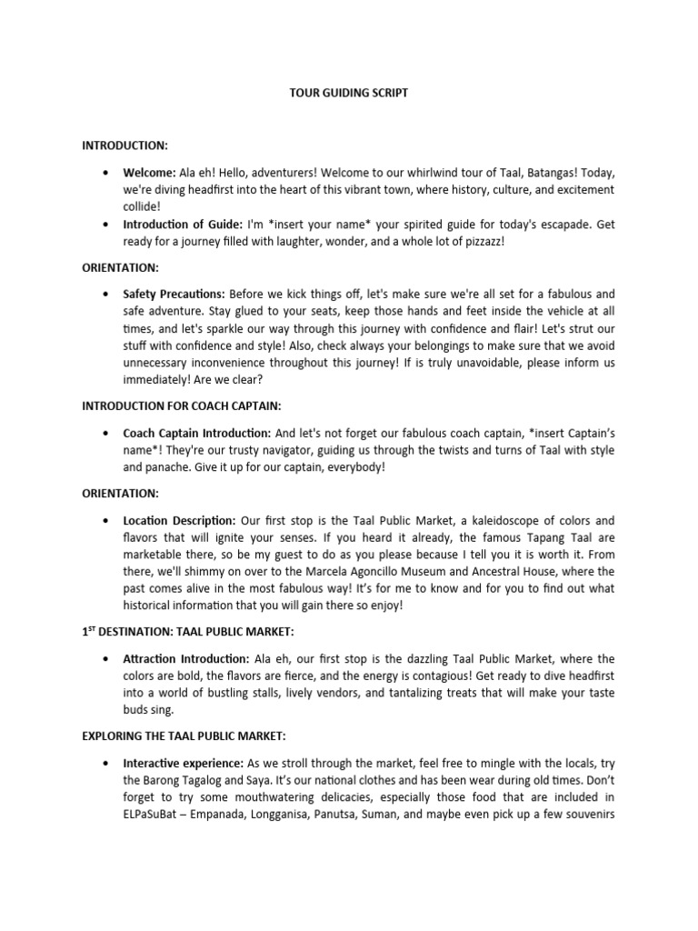 Tour Guiding Script | PDF