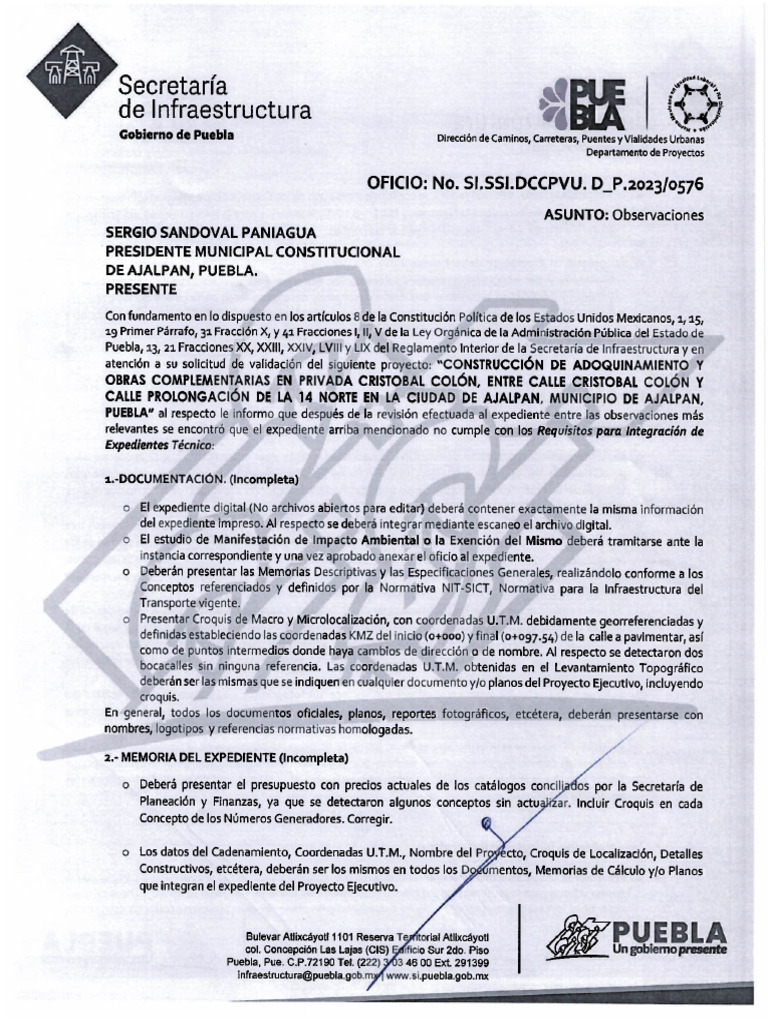 0576-Obs-Ajalpan - PRIVADA CRISTOBAL COLÓN | PDF