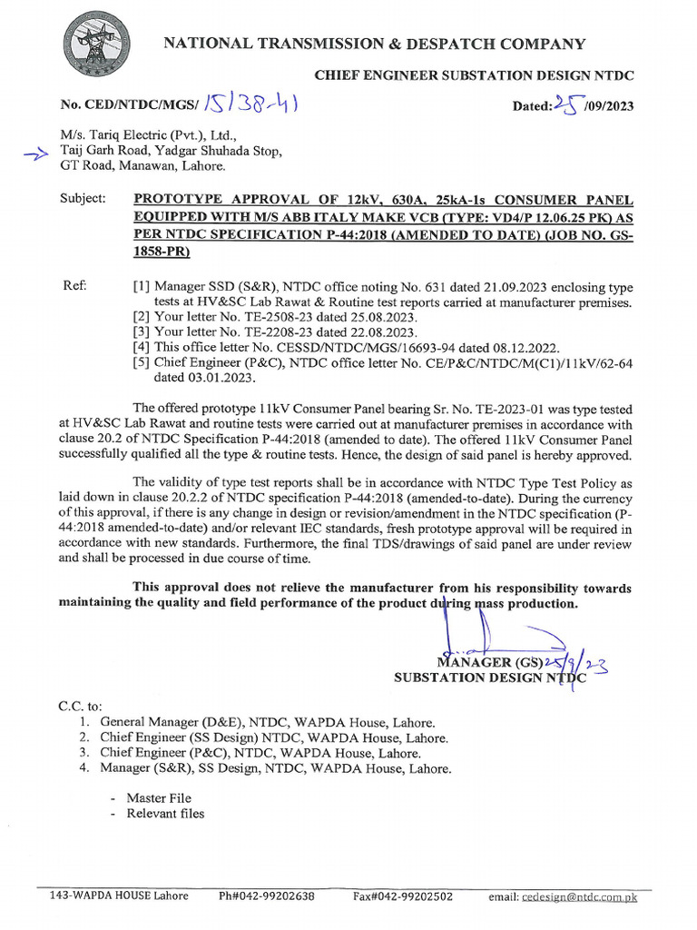 Prototype Approval of Grid Consumer Panels | PDF