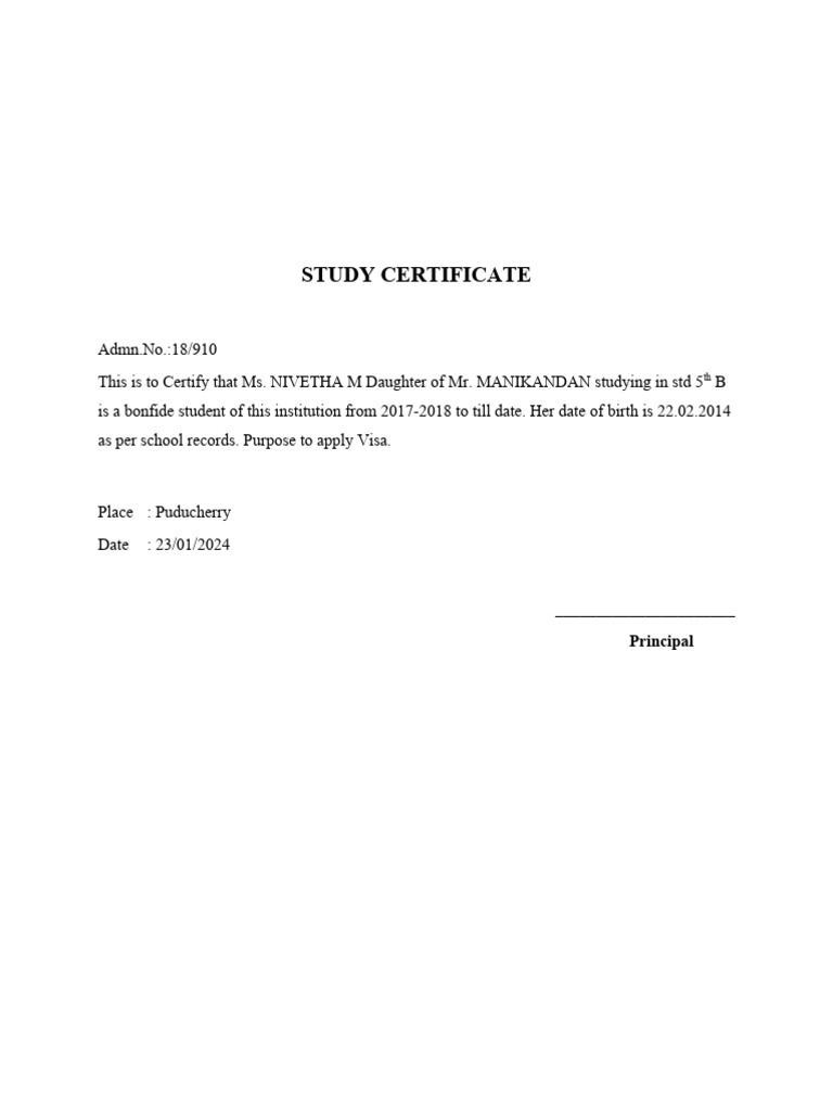 Study Certificate | PDF