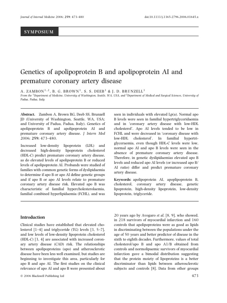 Journal of Internal Medicine - 2006 - ZAMBON - Genetics of ...
