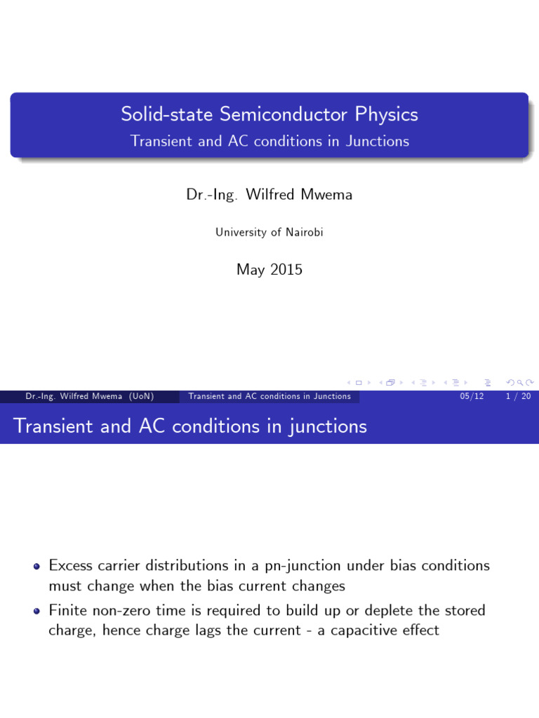 Lecture 09 Transient Characteristics of The PN Junction | PDF | P–N Junction | Solid State ...