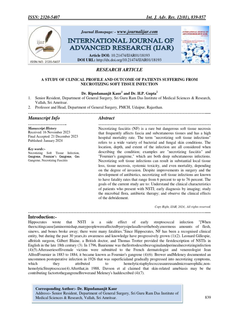 A Study of Clinical Profile and Outcome of Patients Suffering From ...