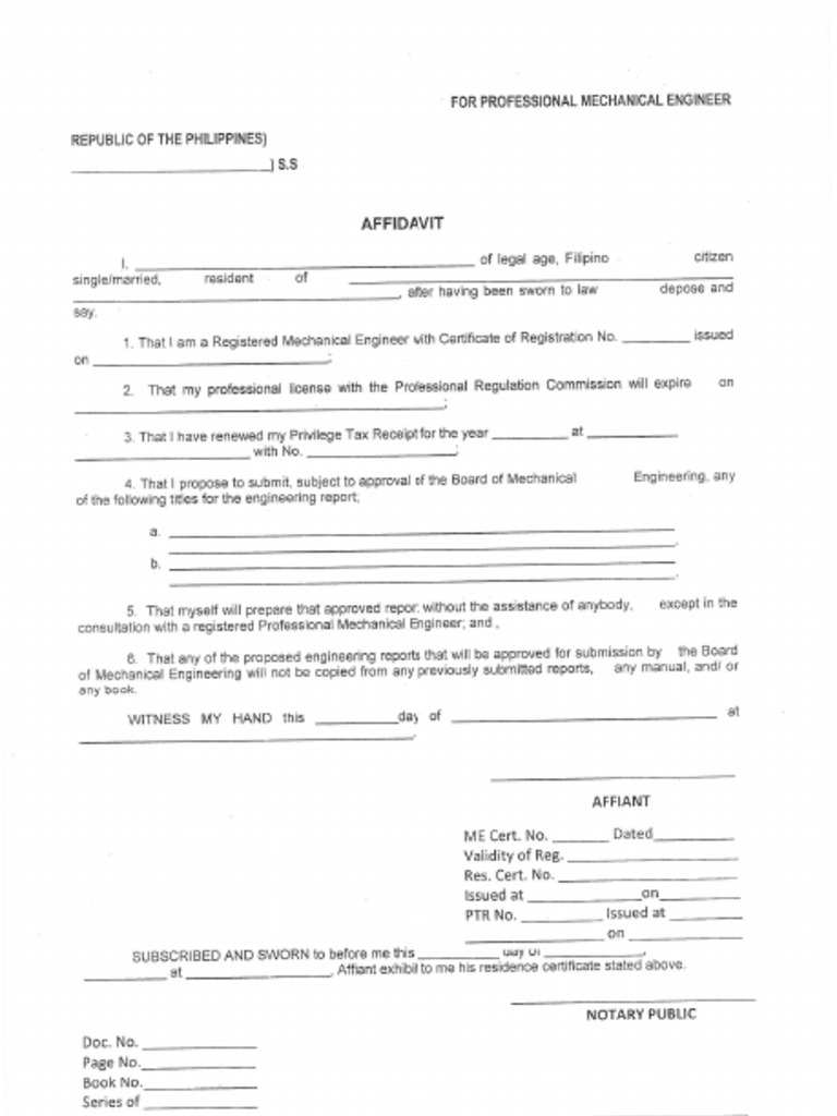 PME Affidavit Form | PDF