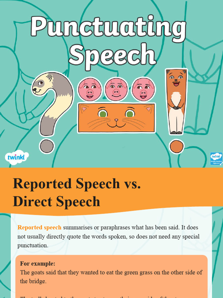 t2 e 1581 Punctuating Speech Powerpoint Direct Speech Punctuation Ver 9 ...