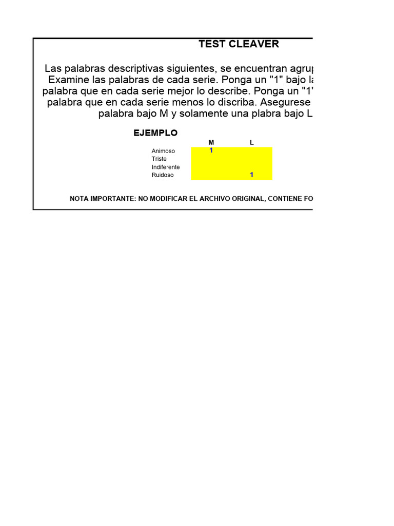 The Cleaver Test Voluntario | PDF